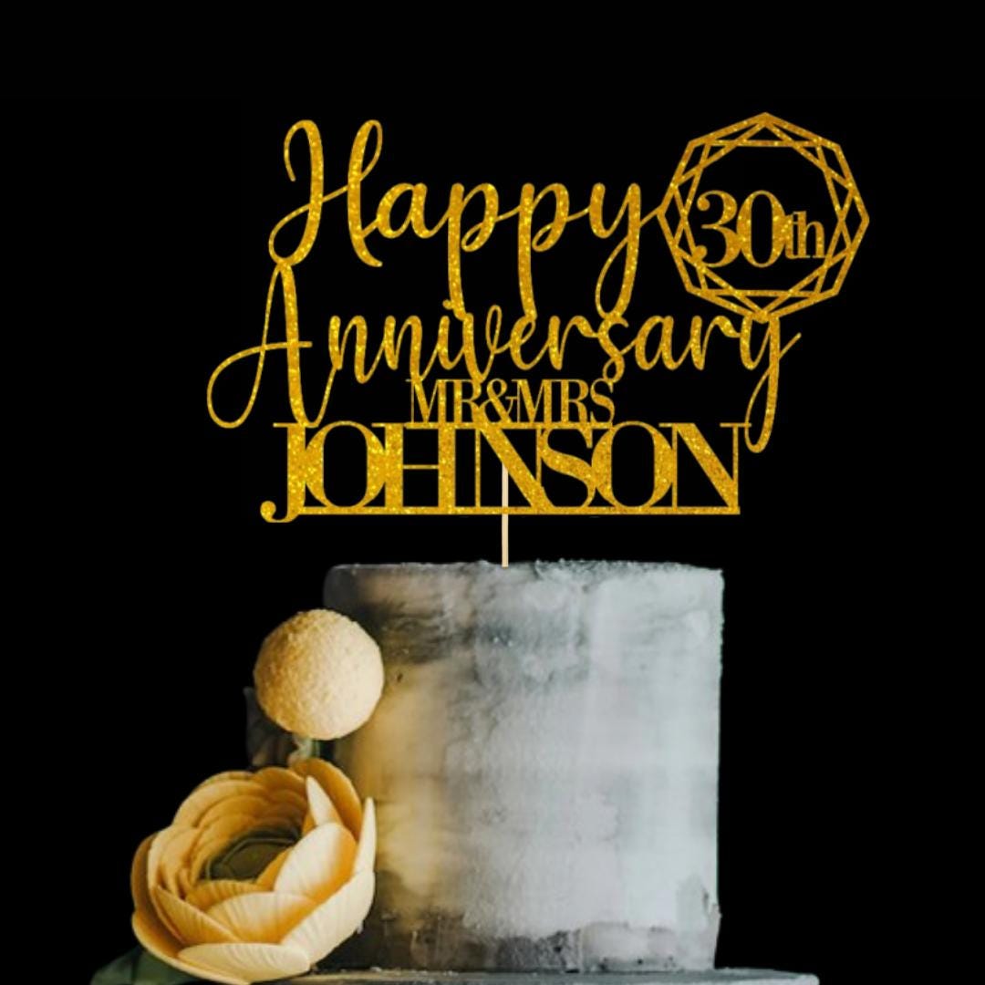 30th Wedding Anniversary Cake Topper, Personalised Anniversary Cake ...