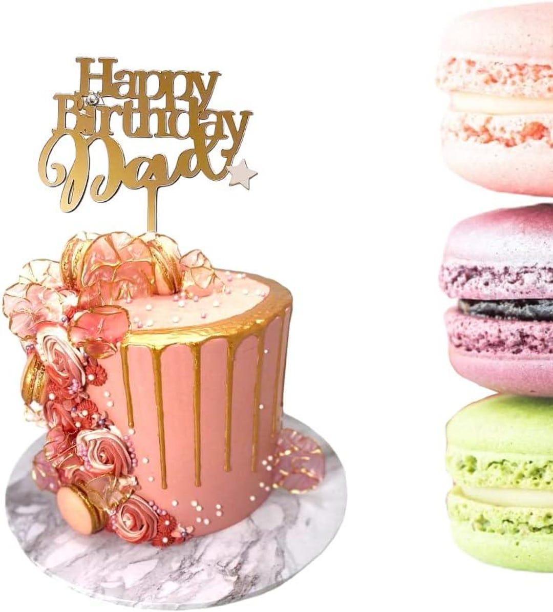 Happy Birthday Dad Cake Topper Acrylic Gold Decoration Cake Toppers ...