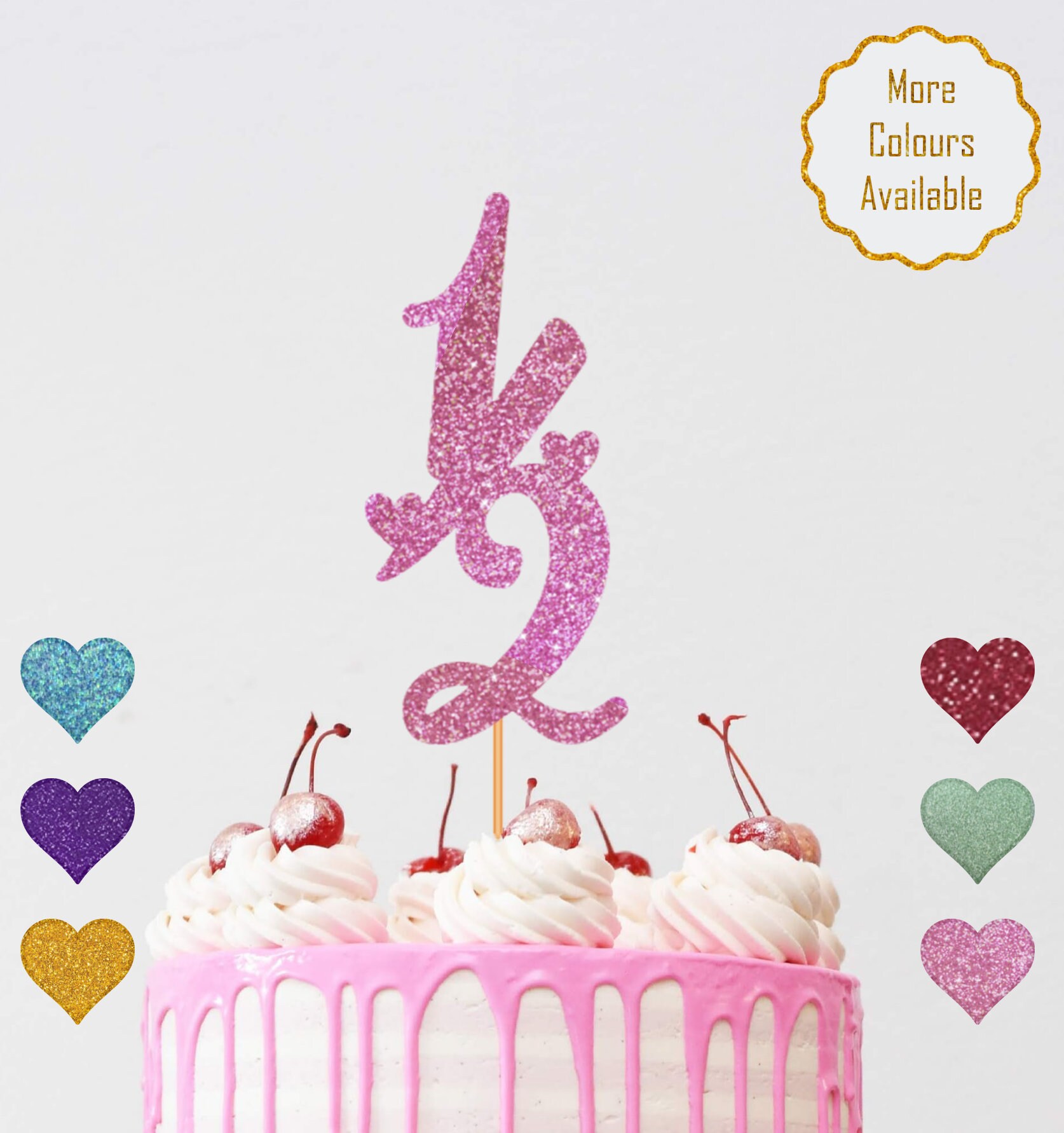 Half Cake Topper - Glittercard Cake Topper - 1/2 Cake Topper - Half ...