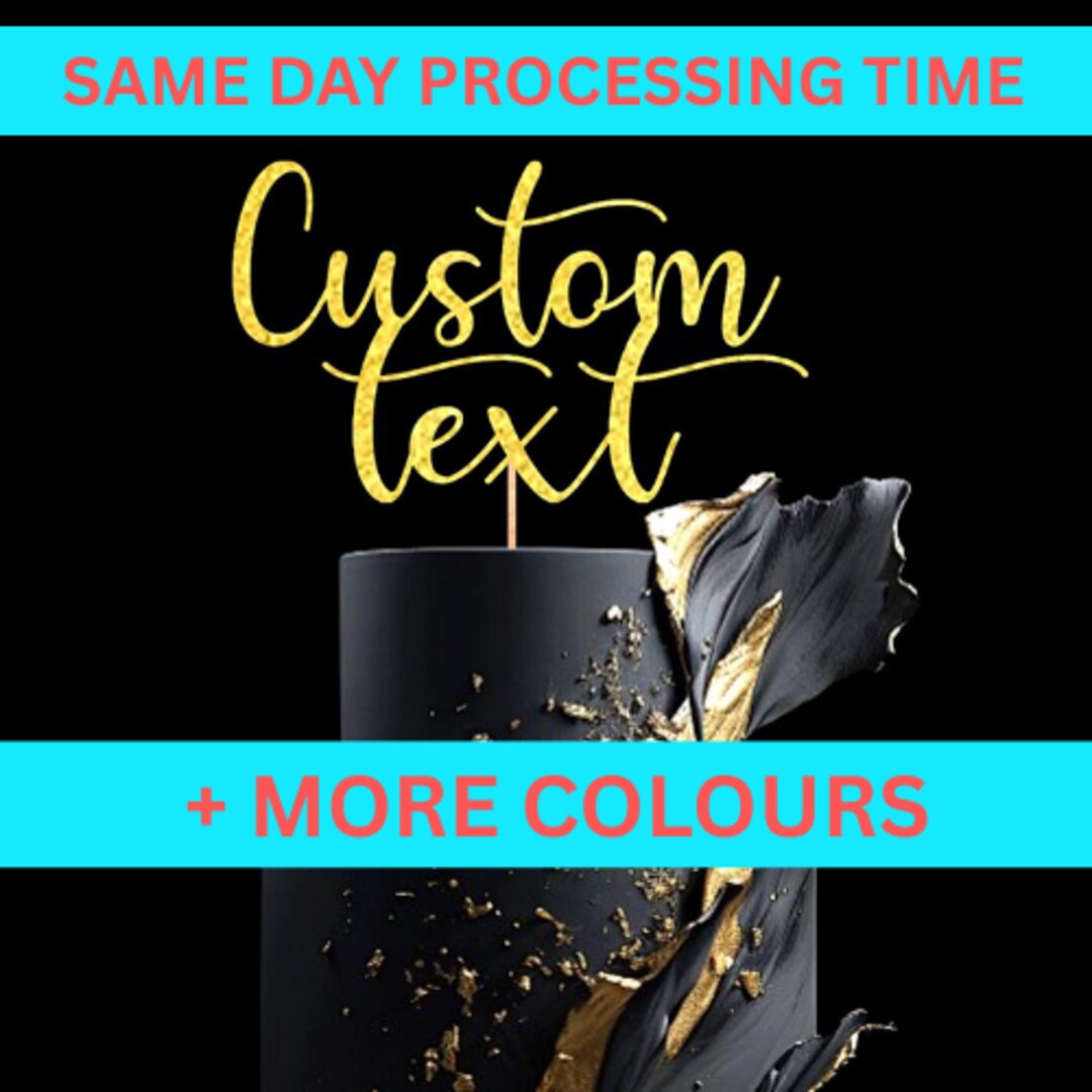 Personalised Cake Topper - Double-sided Cake Topper - Custom Glitter ...