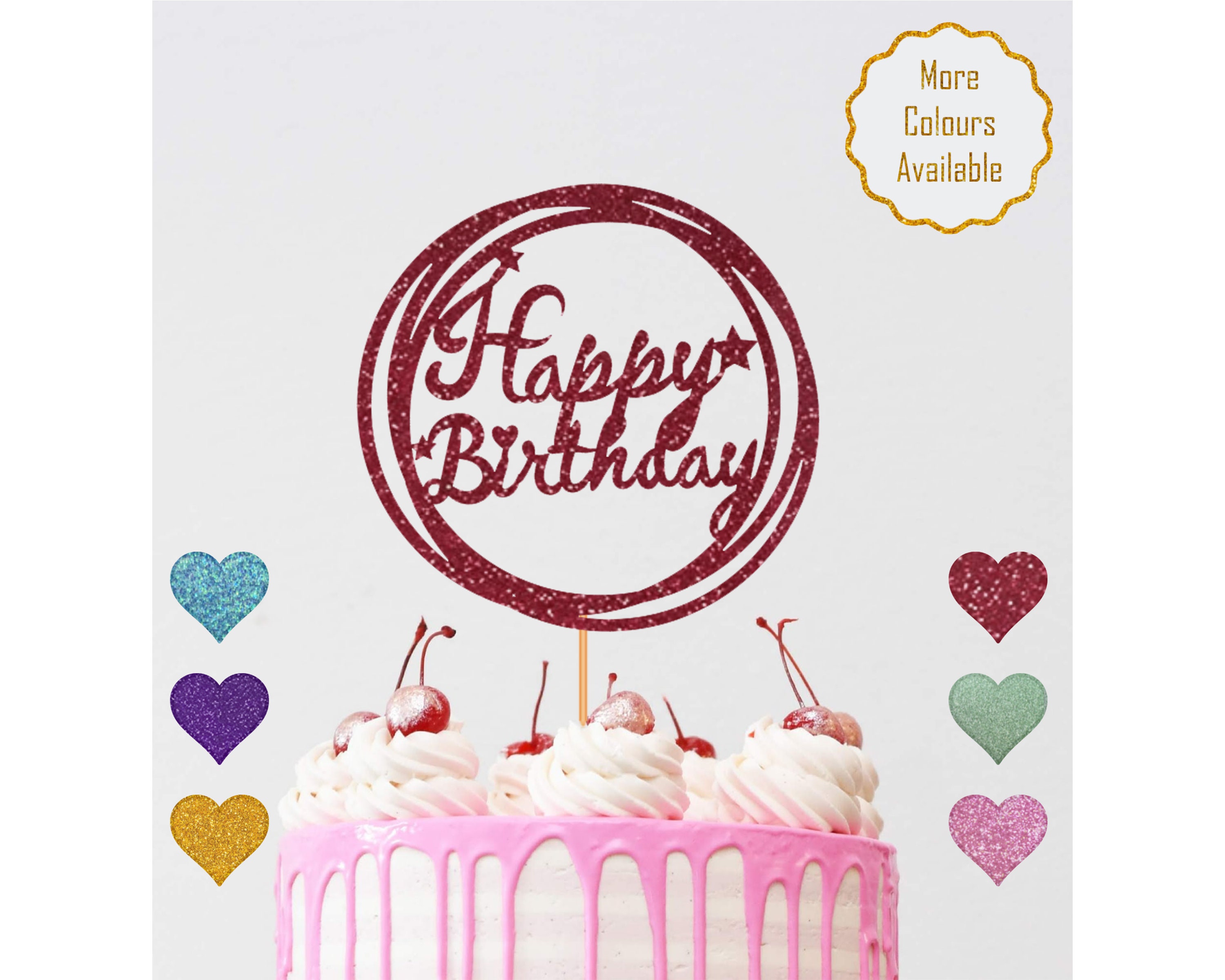 Happy Birthday Circle Cake Topper Birthday Cake Celebration - Etsy UK