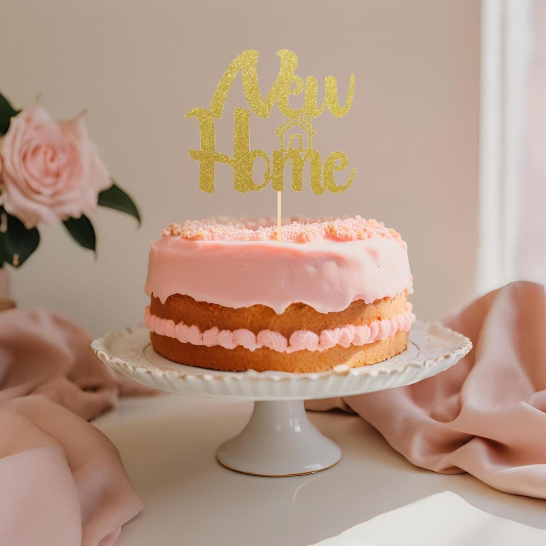 NEW HOME Cake Topper Glitter Cardstock Housewarming Decoration ...