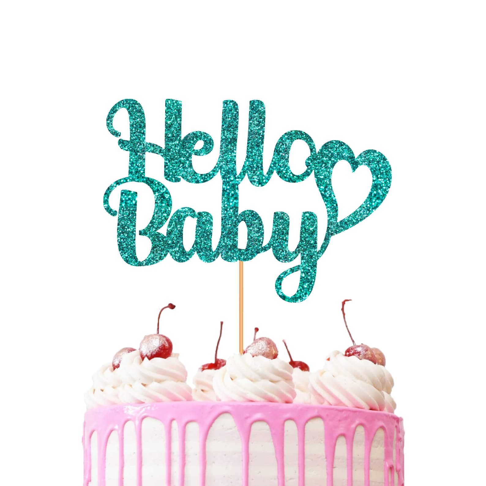HELLO BABY Cake Topper Glitter Cardstock Party Favour Party - Etsy