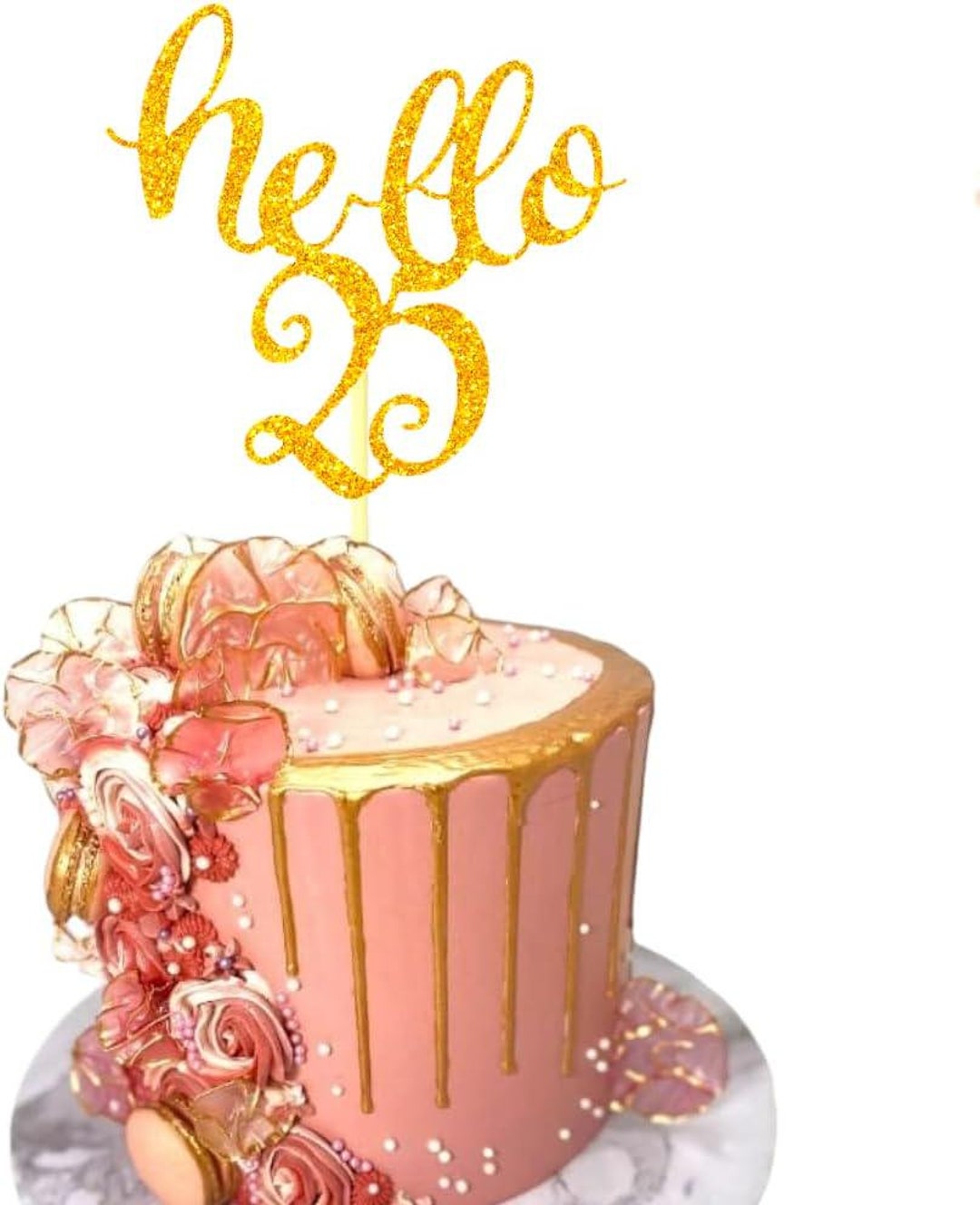 Happy 25th Birthday Cake Toppers Glitter Card Bling Sparkle Decoration ...