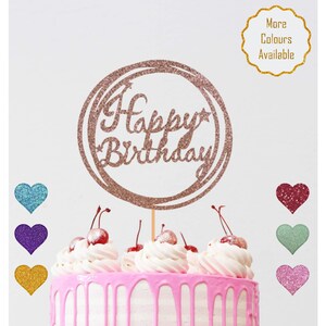 Happy Birthday Circle Cake Topper Birthday Cake Celebration | Etsy
