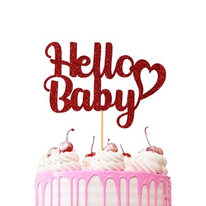 HELLO BABY Cake Topper Glitter Cardstock Party Favour Party Decoration ...