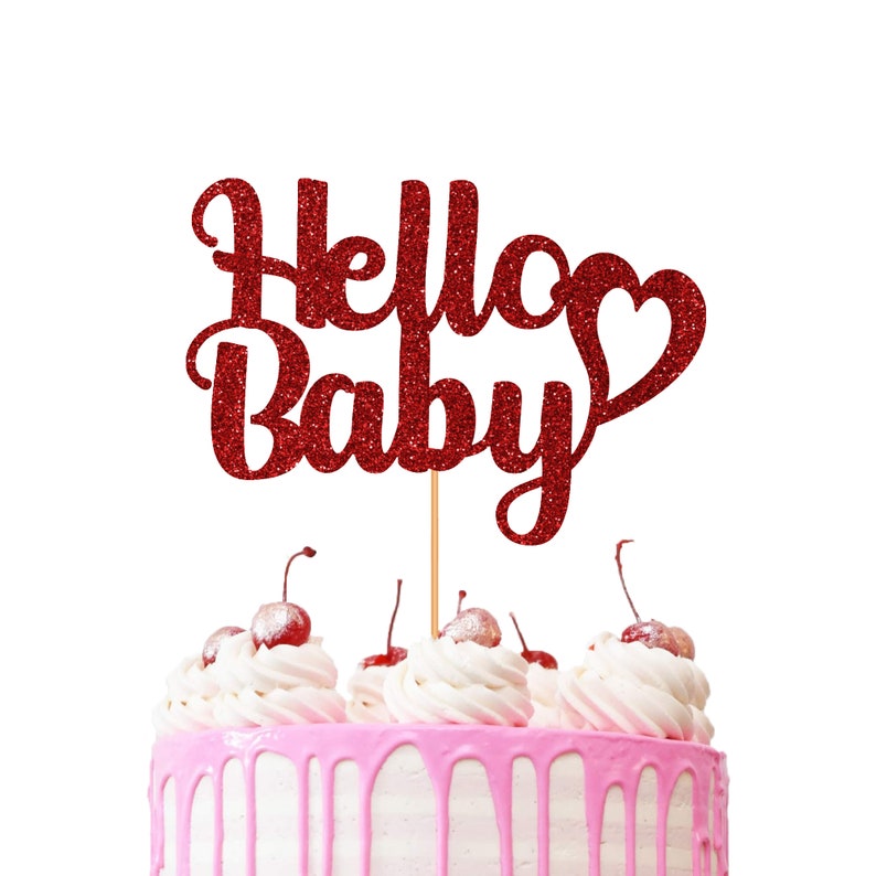 HELLO BABY Cake Topper Glitter Cardstock Party Favour Party - Etsy