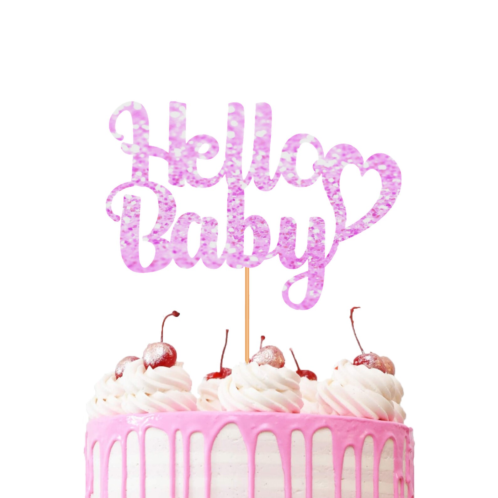 HELLO BABY Cake Topper Glitter Cardstock Party Favour Party - Etsy