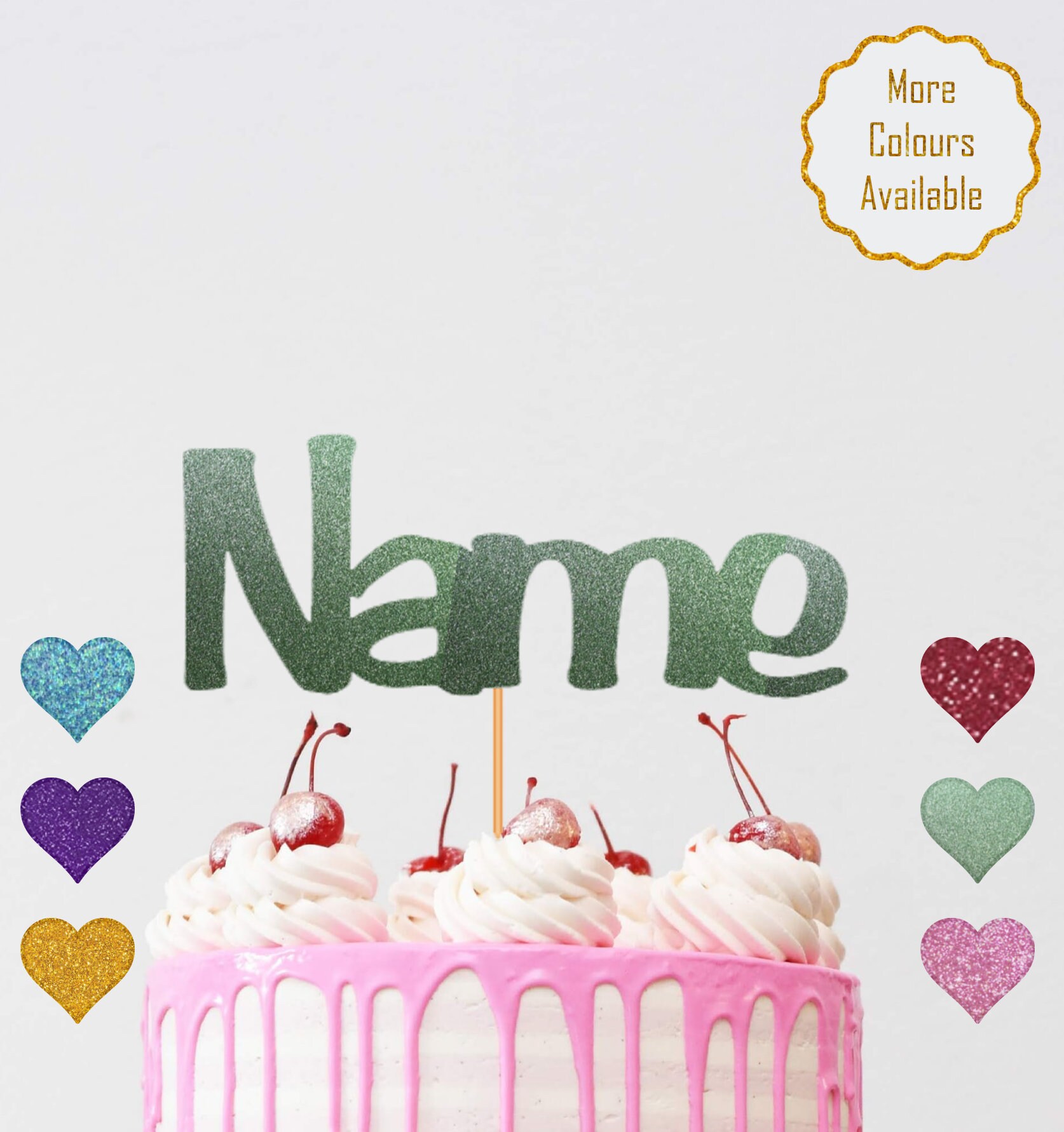 Name, Custom Glitter Cake Topper, Birthday Cake Topper, Personalised ...