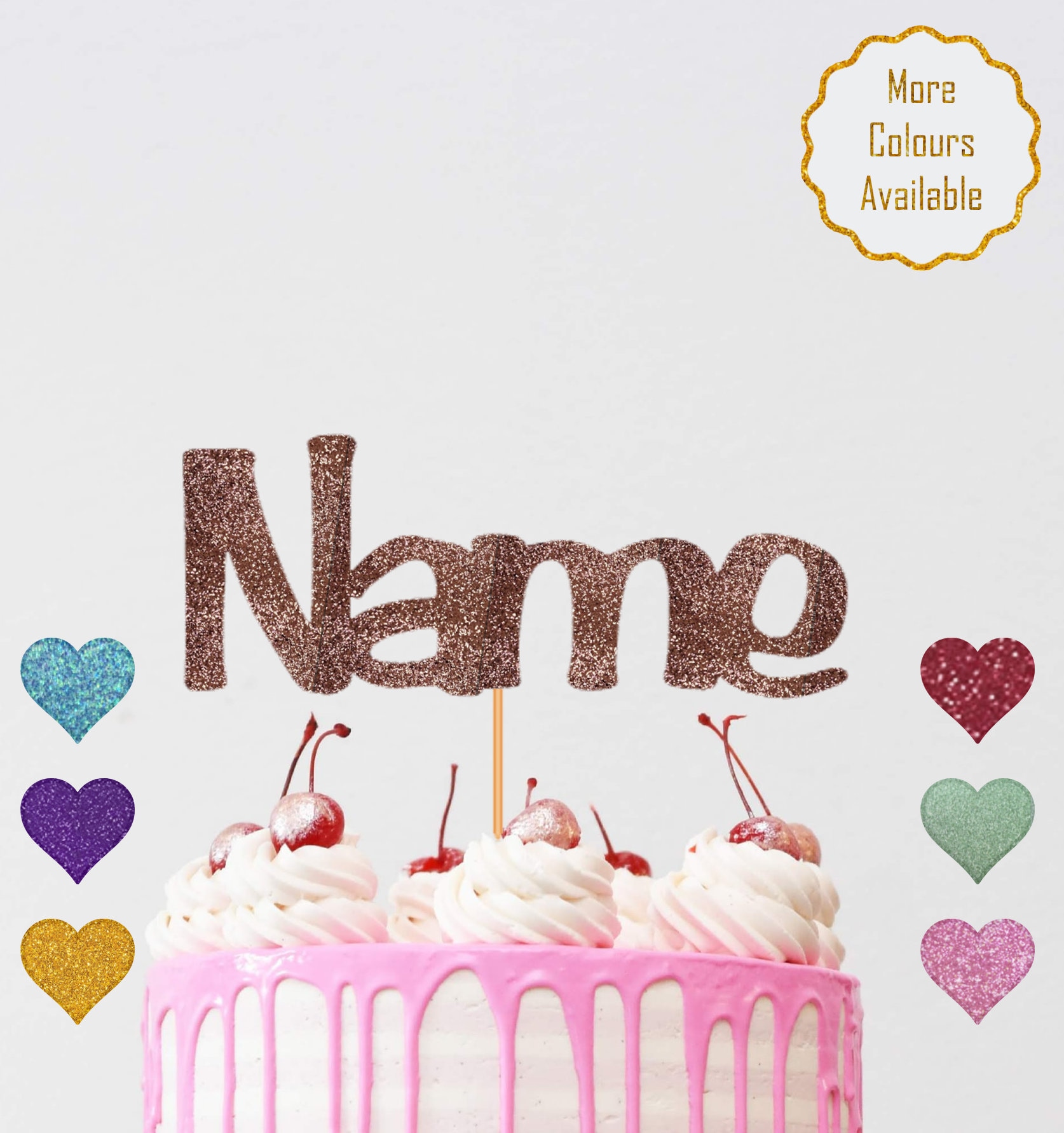 Name Custom Glitter Cake Topper Birthday Cake Topper | Etsy