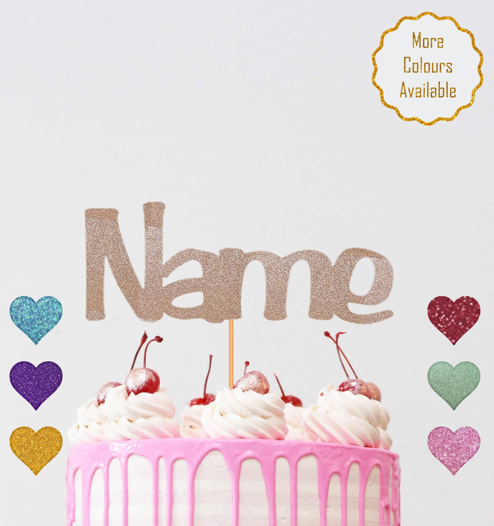 Name Custom Glitter Cake Topper Birthday Cake Topper | Etsy