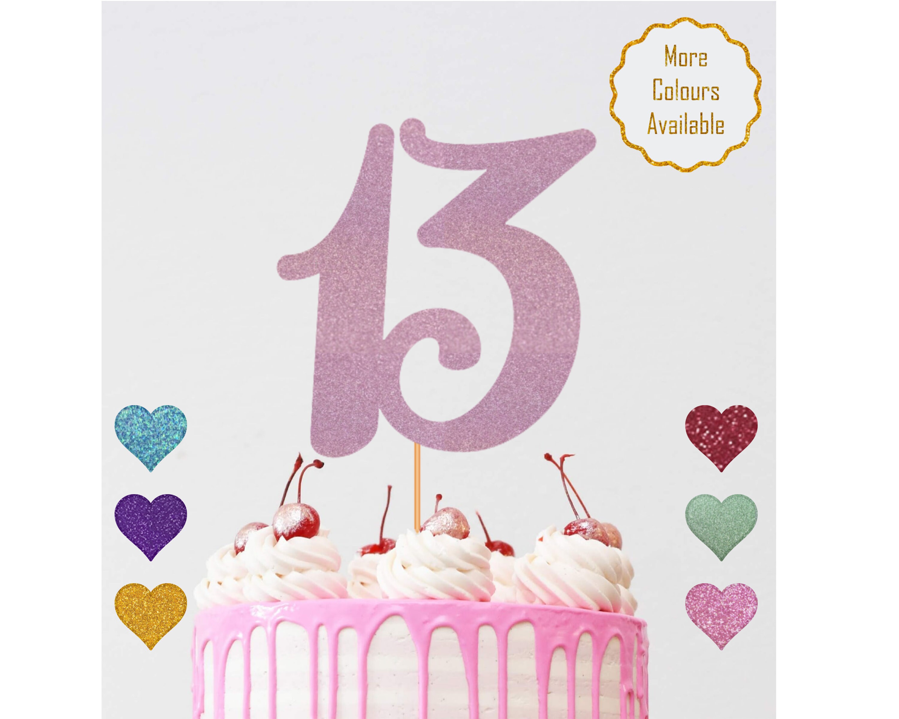13th birthday cake topper Gold glitter card topper birthday | Etsy