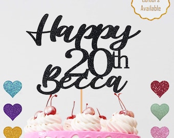 Hello 20 Cake Topper Happy 20th Birthday Cake Topper Happy - Etsy