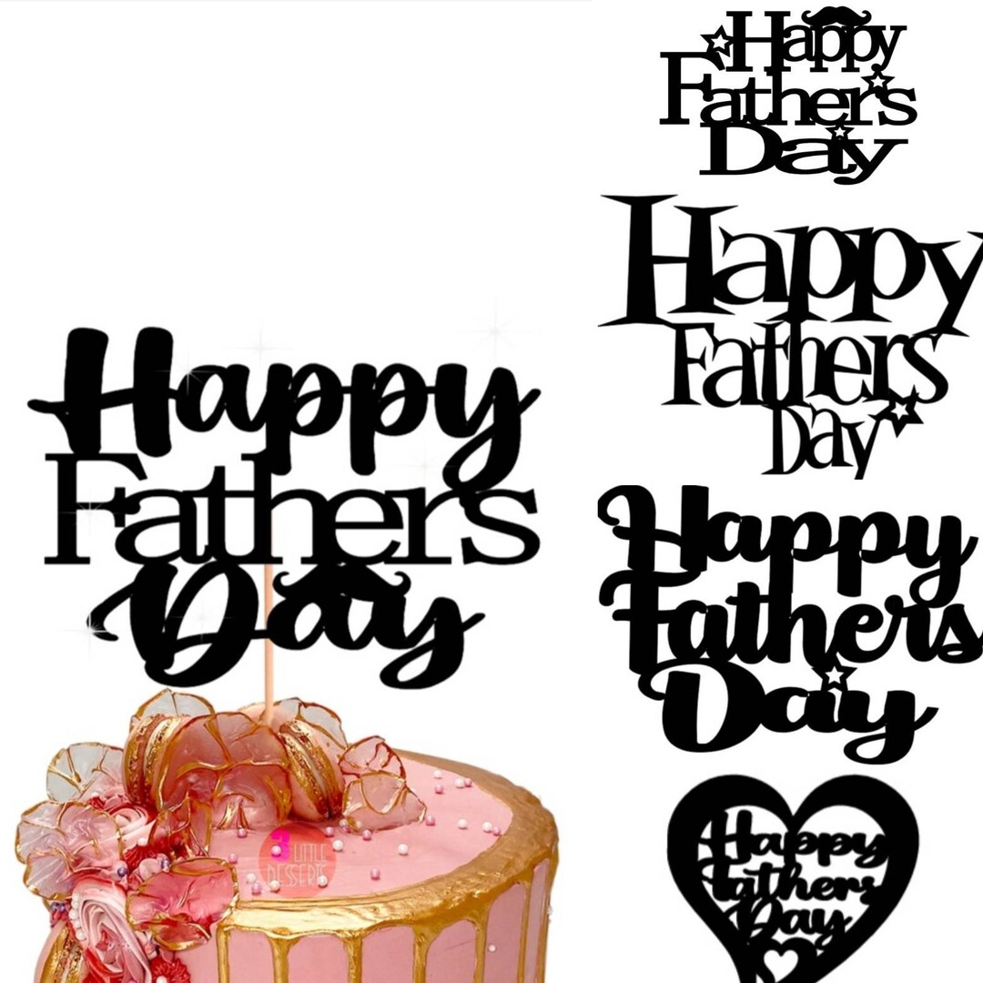 Happy Fathers Day Cake Topper Glitter Cardstock Toppers I Love Dad Best ...