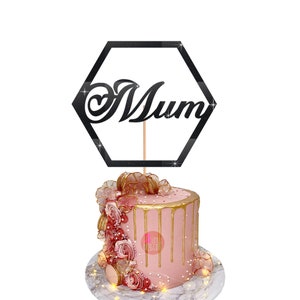 Mum Cake Topper, Glitter Cake Topper, Cake Topper, Happy Birthday Mum ...