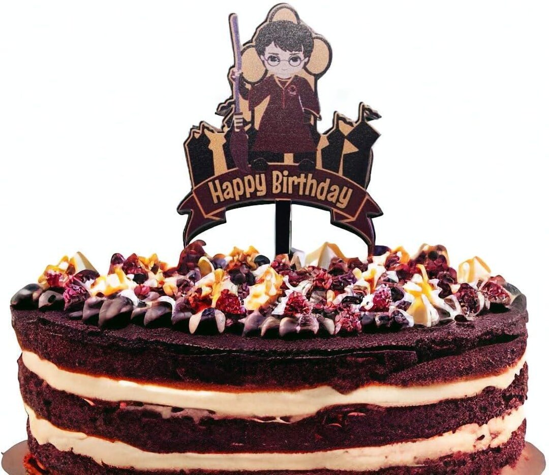 Happy Birthday Wizard School Theme Cake Toppers Decorations Party ...
