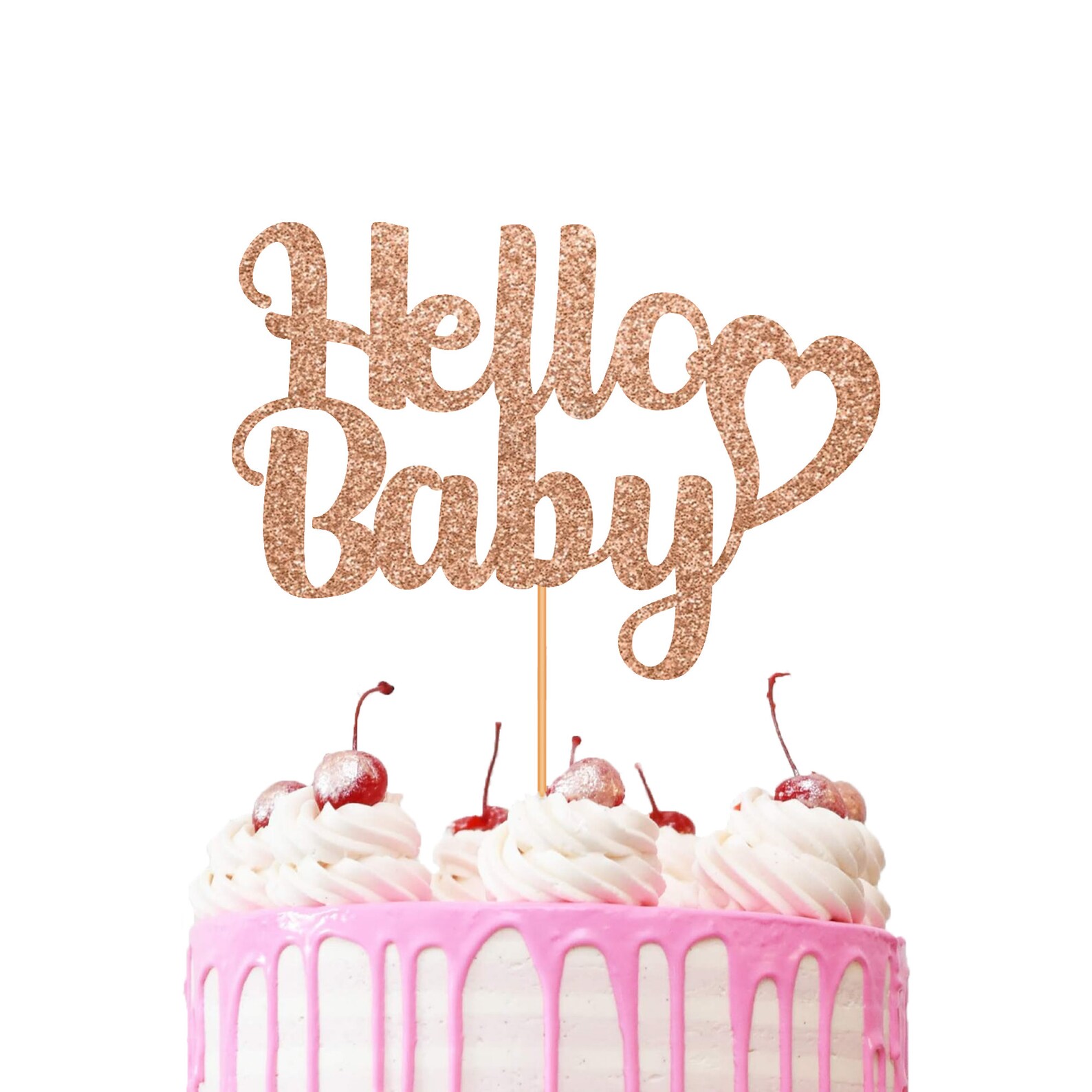 HELLO BABY Cake Topper Glitter Cardstock Party Favour Party - Etsy