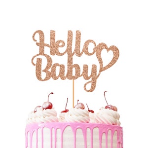 HELLO BABY Cake Topper Glitter Cardstock Party Favour Party Decoration ...