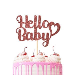 HELLO BABY Cake Topper Glitter Cardstock Party Favour Party Decoration ...