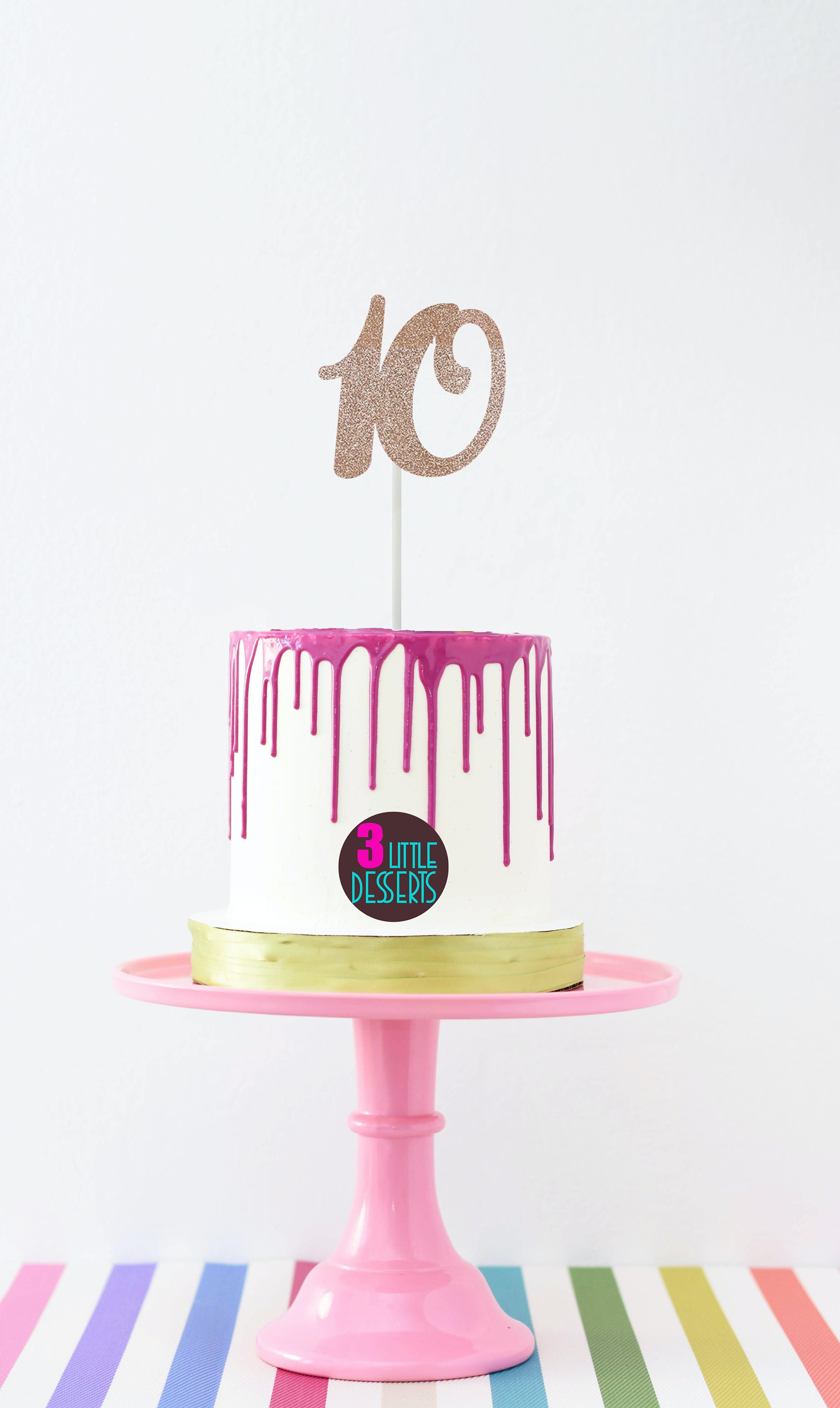 10th Cake Topper ,birthday Cake Toppers , 10th Birthday Glitter Card ...