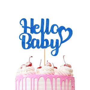 HELLO BABY Cake Topper Glitter Cardstock Party Favour Party Decoration ...
