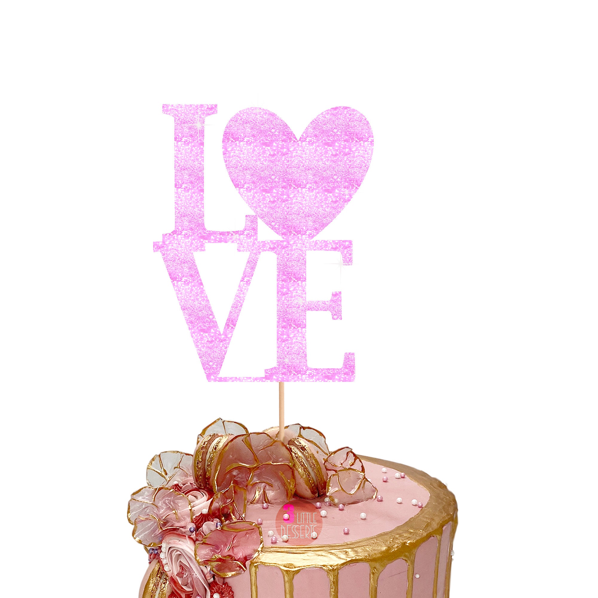 Wedding Cake Topper Love Cake Topper Glitter Card Love Cake - Etsy UK
