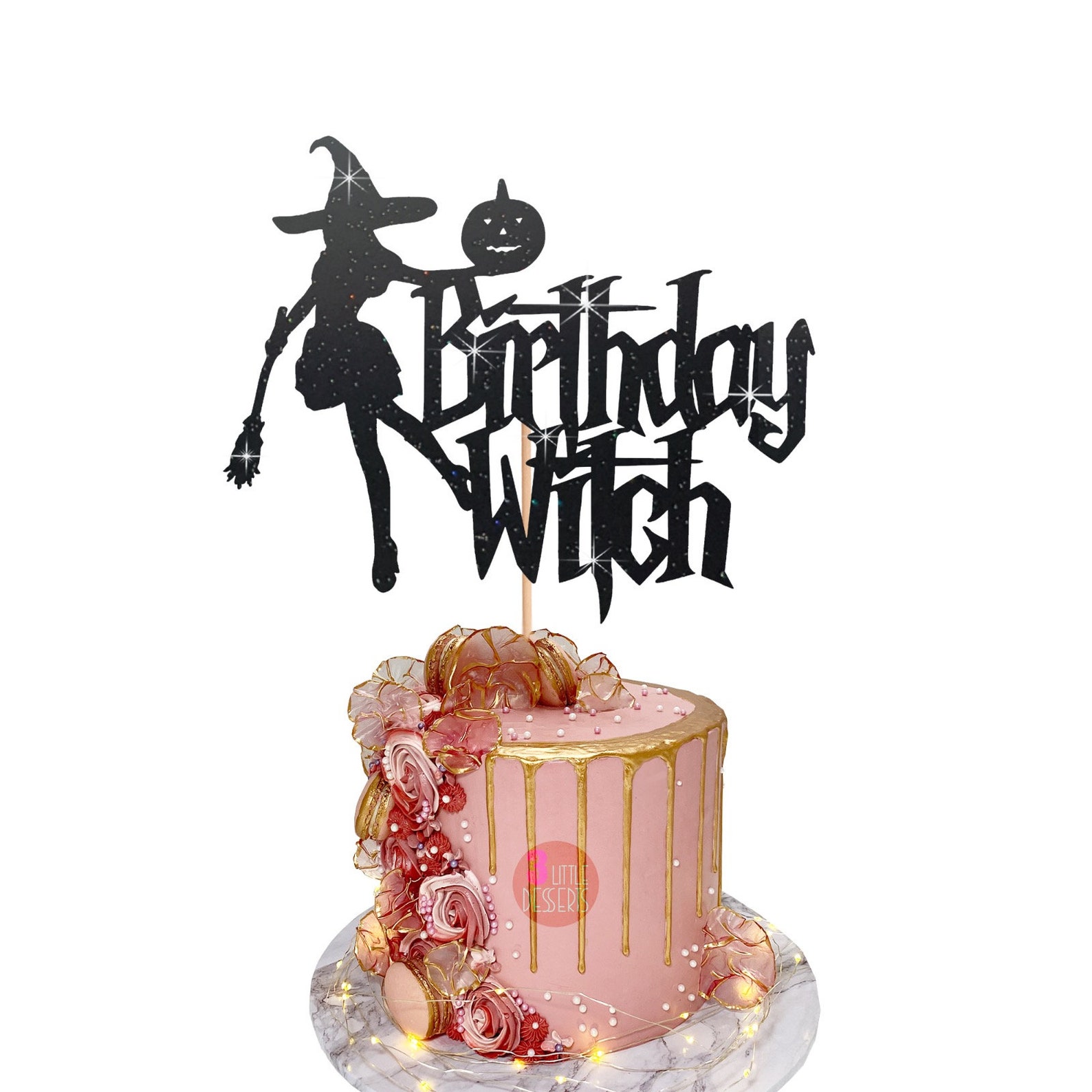Birthday Witch Cake Topper, Glitter Cake Topper, Happy Birthday Witch ...