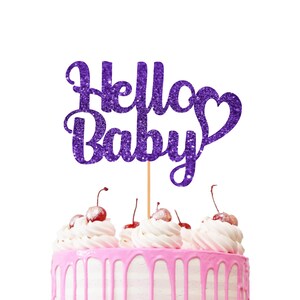 HELLO BABY Cake Topper Glitter Cardstock Party Favour Party Decoration ...