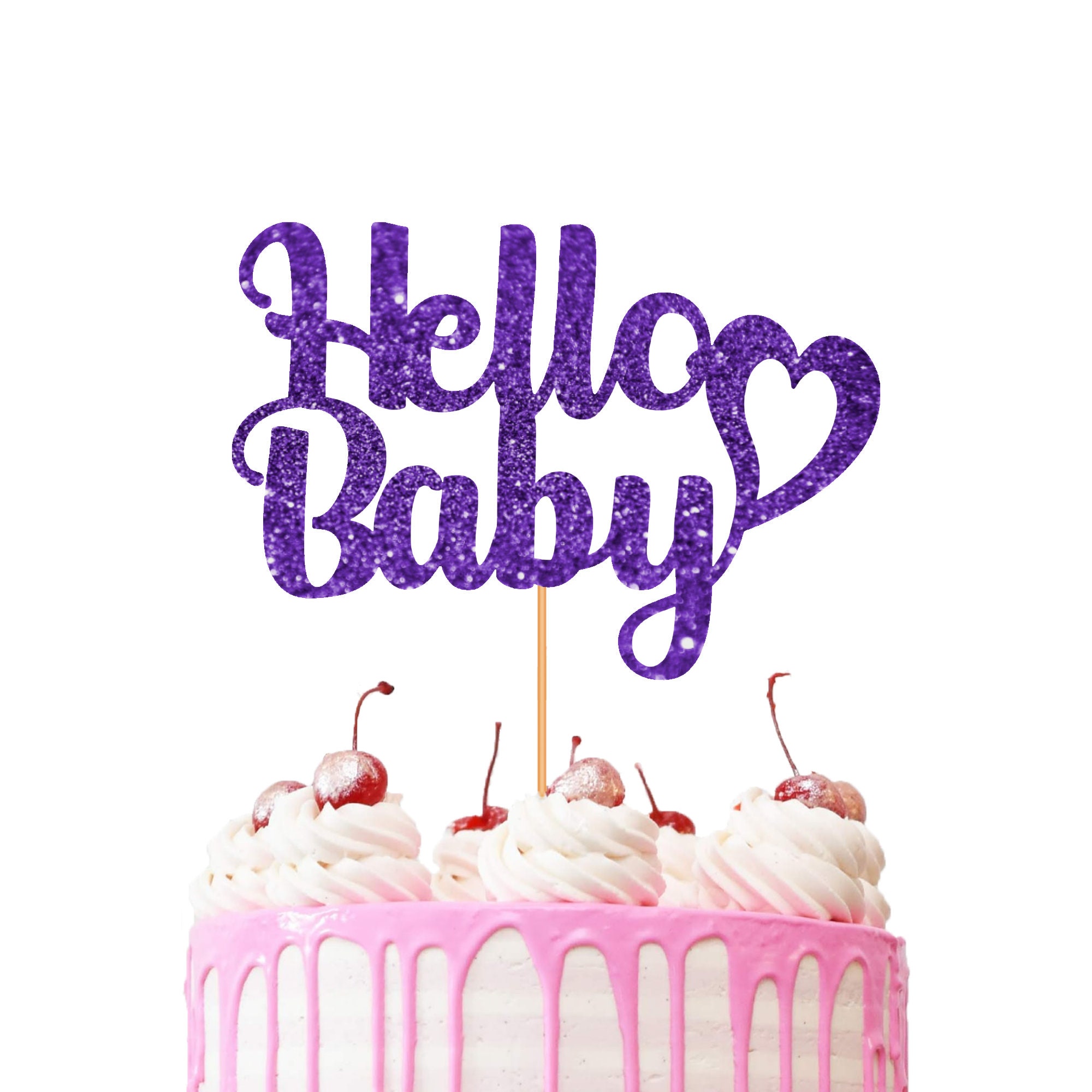 HELLO BABY Cake Topper Glitter Cardstock Party Favour Party | Etsy