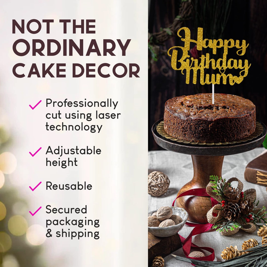 Happy Birthday Mum Cake Topper by 3 LITTLE DESSERTS Birthday Gifts for ...