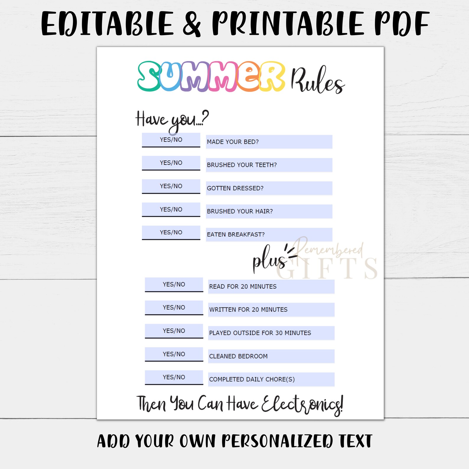 Printable Editable Summer Rules Summer Rules Summer - Etsy