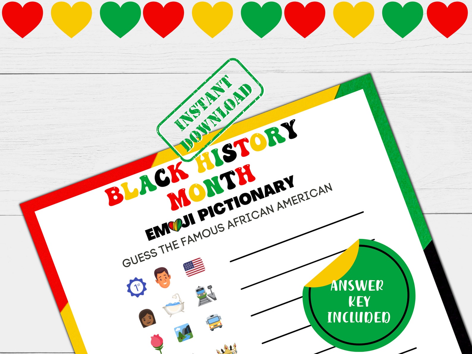 Black History Month PICTIONARY EMOJI Black History Month Trivia Game ...