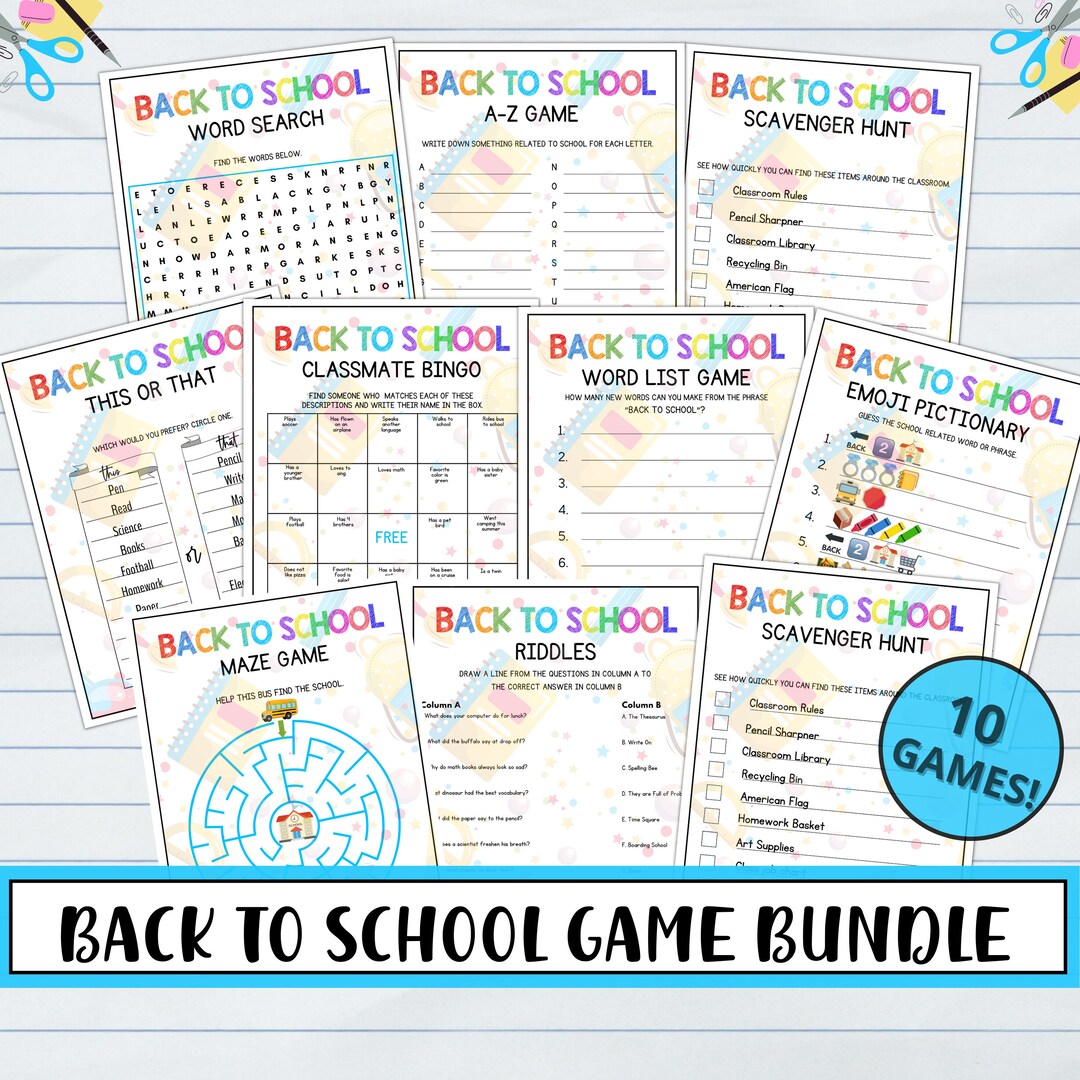 BACK to SCHOOL Game BUNDLE | First Day of School Activities | Back to ...