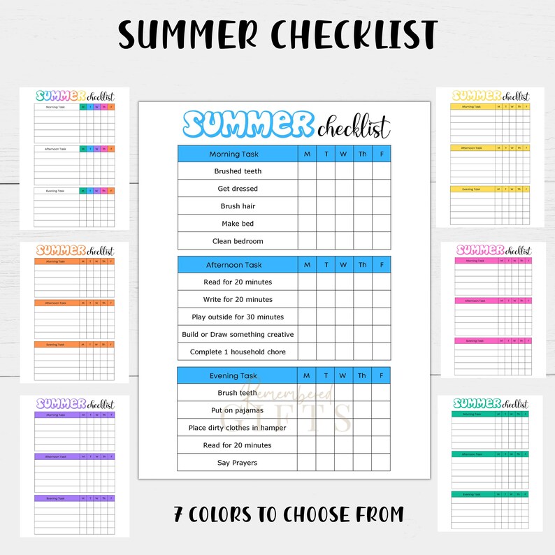 Printable Editable Summer Checklist Summer Checklist Summer Routine ...
