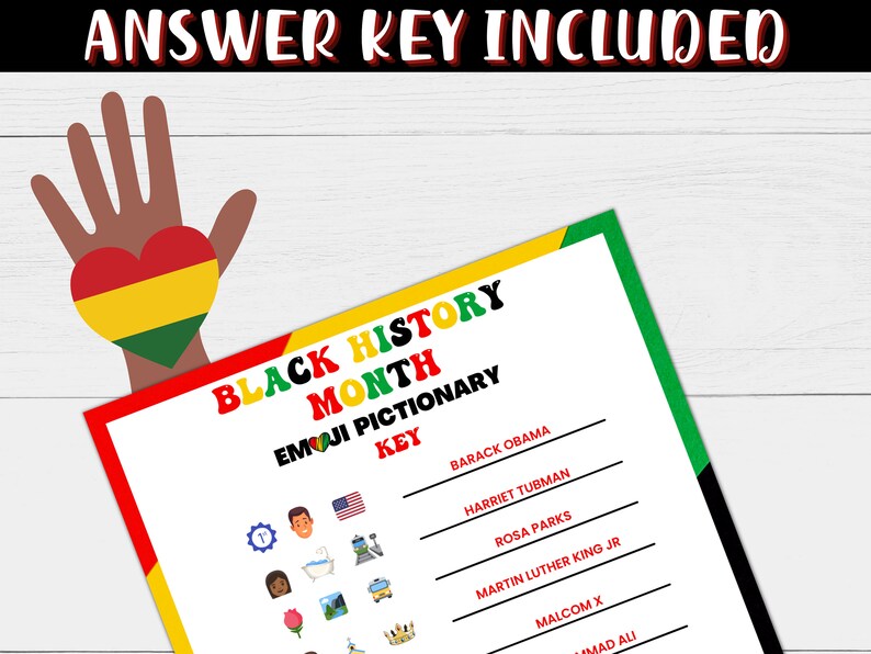 Black History Month PICTIONARY EMOJI Black History Month Trivia Game ...