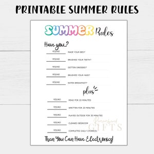 Printable Editable Summer Rules Summer Rules Summer Checklist Summer ...