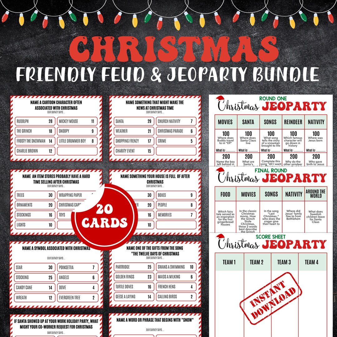 Christmas Game Bundle | Christmas Jeoparty | Friendly Feud Trivia ...