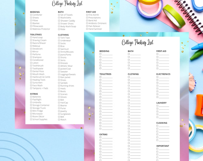 College Dorm Checklist Girls - Etsy Canada