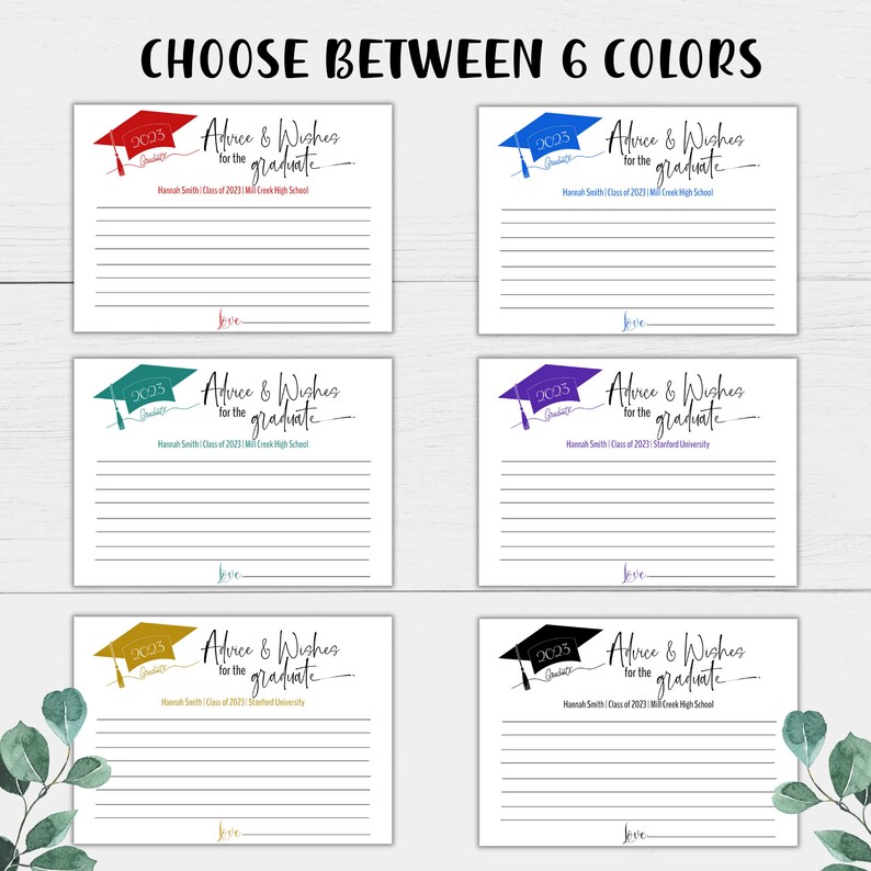 Printable Wishes and Advice for the Graduate Graduation - Etsy