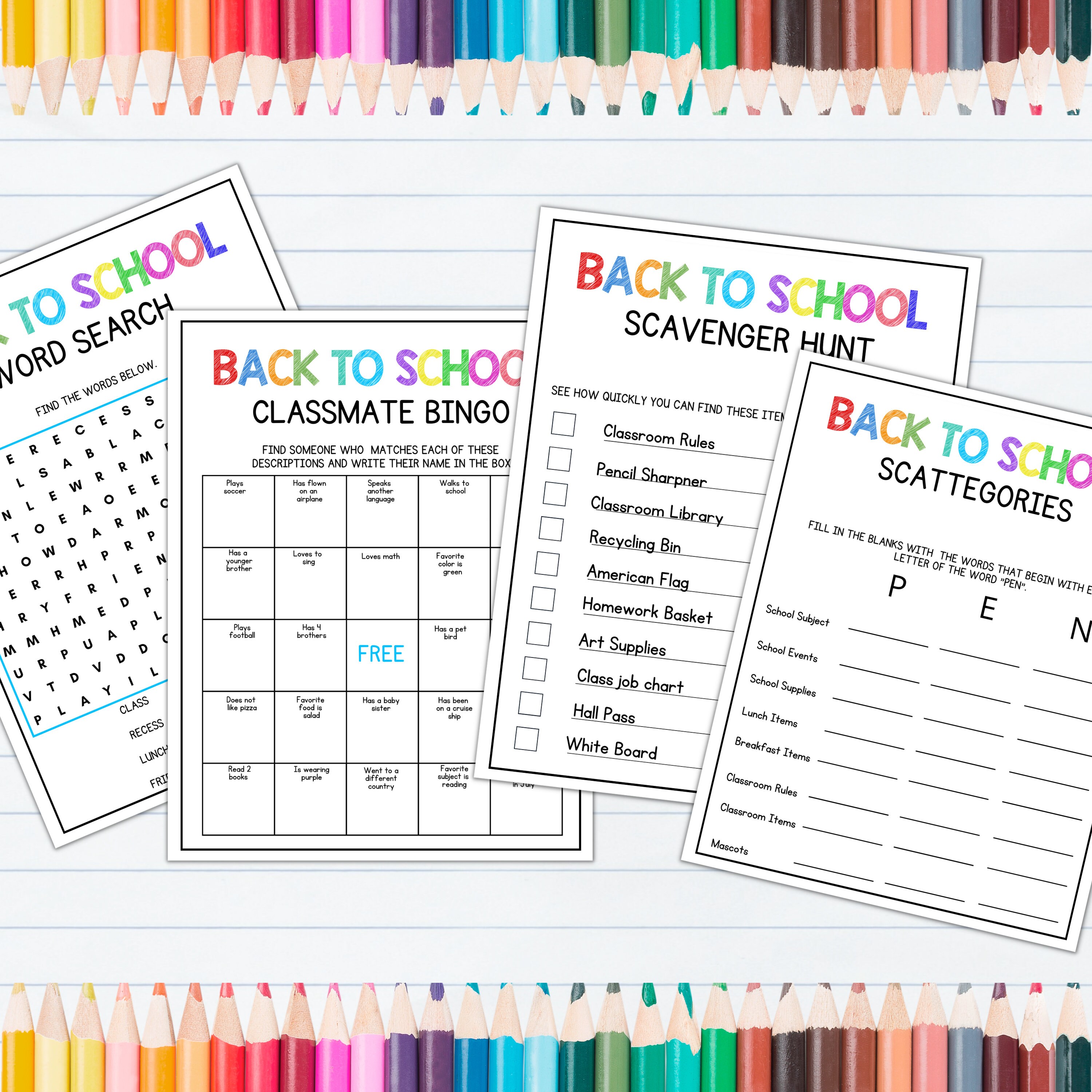 Bundle of 10 Printable Back to School Games Bundle School Emoji Game A ...