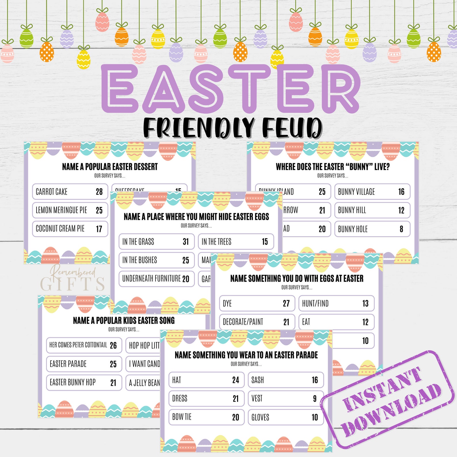 Easter Friendly Feud Game: Printable Family Party (PDF) - Etsy