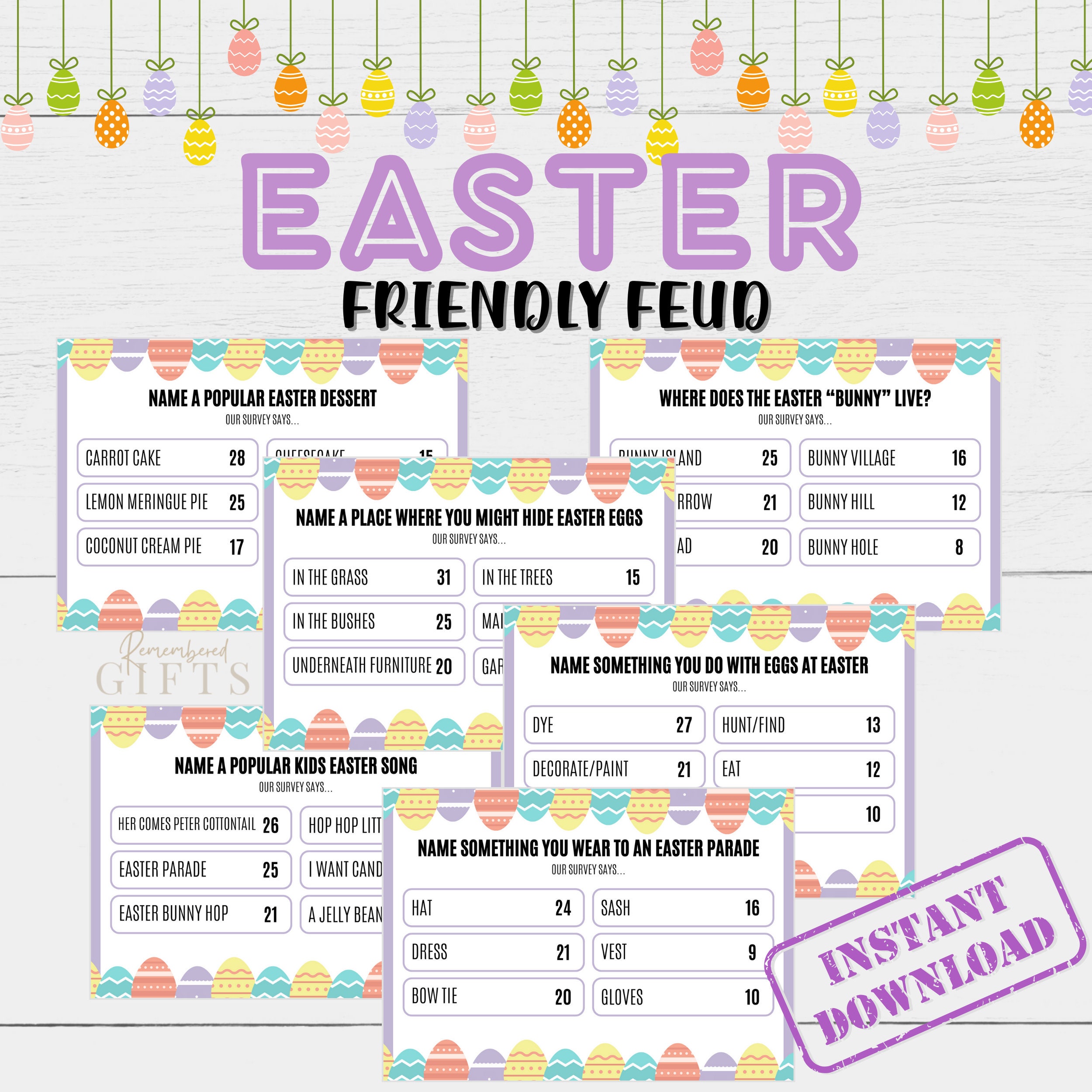 Easter Friendly Feud Game: Printable Family Party (PDF) - Etsy