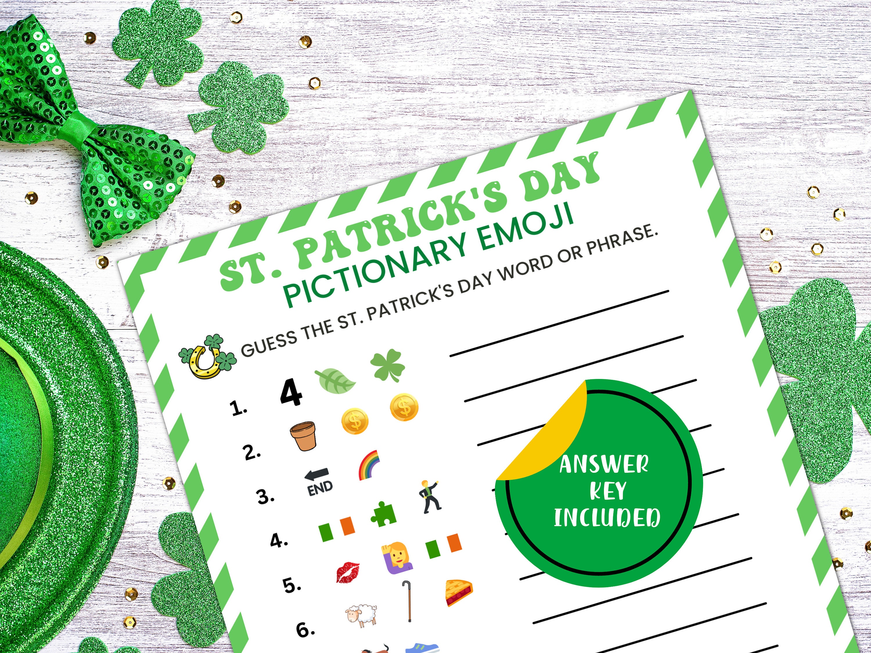 St. Patrick's Day Emoji Pictionary Game St. Patty's - Etsy