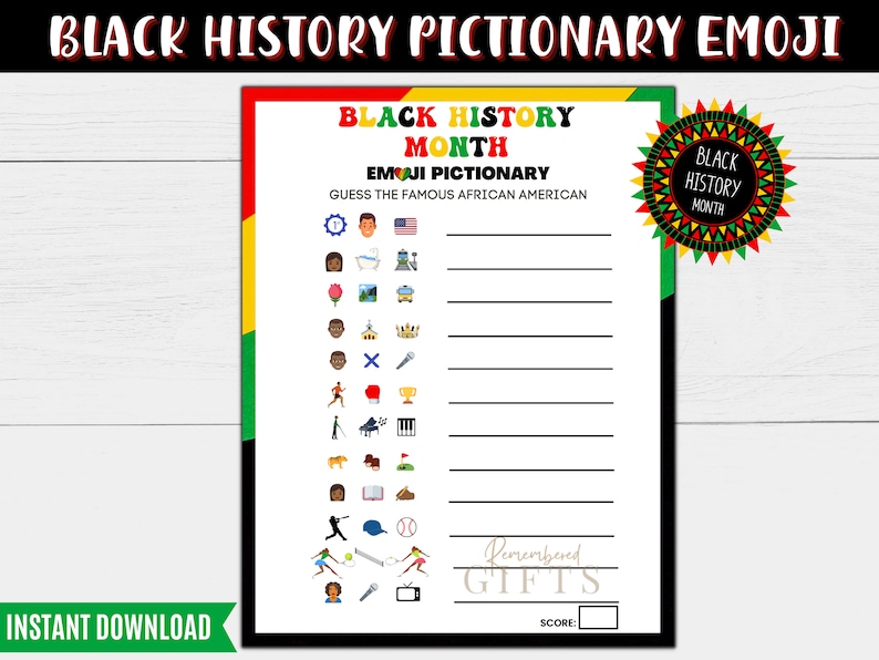 Black History Month PICTIONARY EMOJI | Black History Month Trivia Game ...