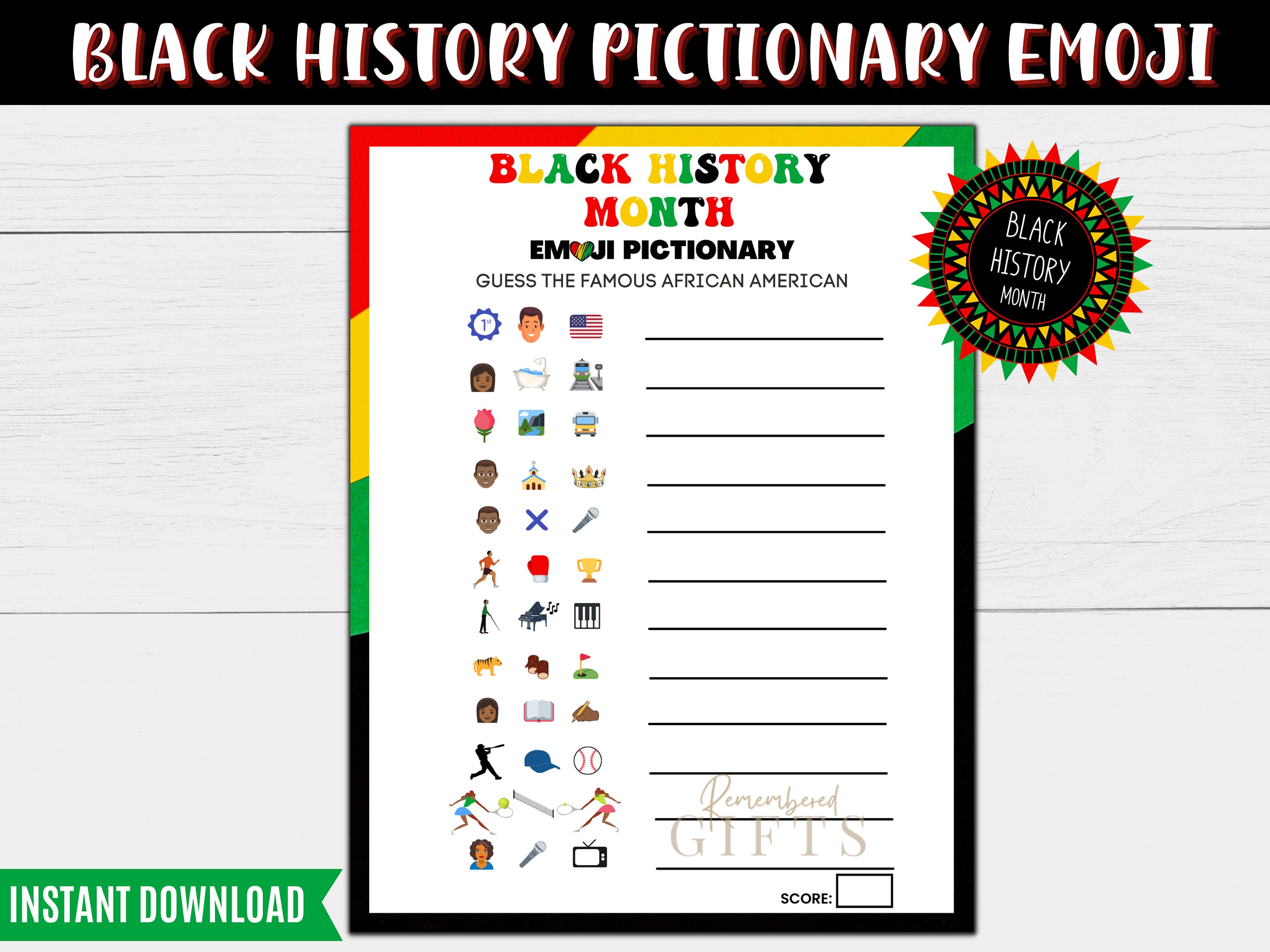 Black History Month PICTIONARY EMOJI | Black History Month Trivia Game ...