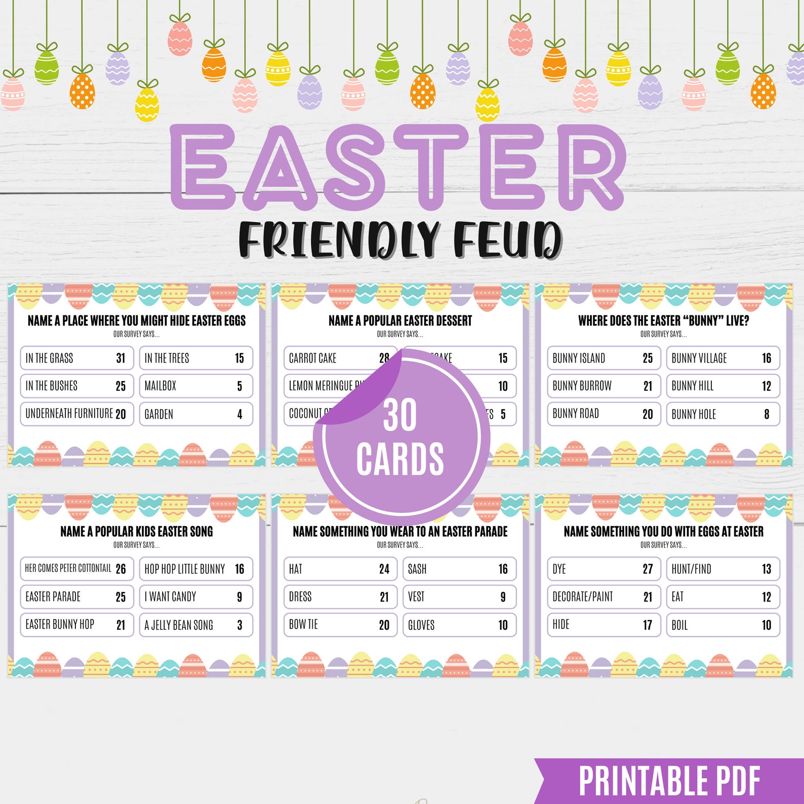 Easter Friendly Feud Game: Printable Family Party (PDF) - Etsy