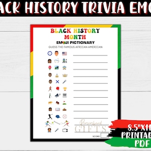Black History Month PICTIONARY EMOJI | Black History Month Trivia Game ...
