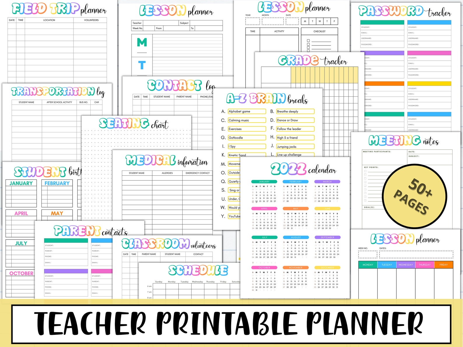 Teacher Planner Printable Lesson Planner 2022-2023 - Etsy