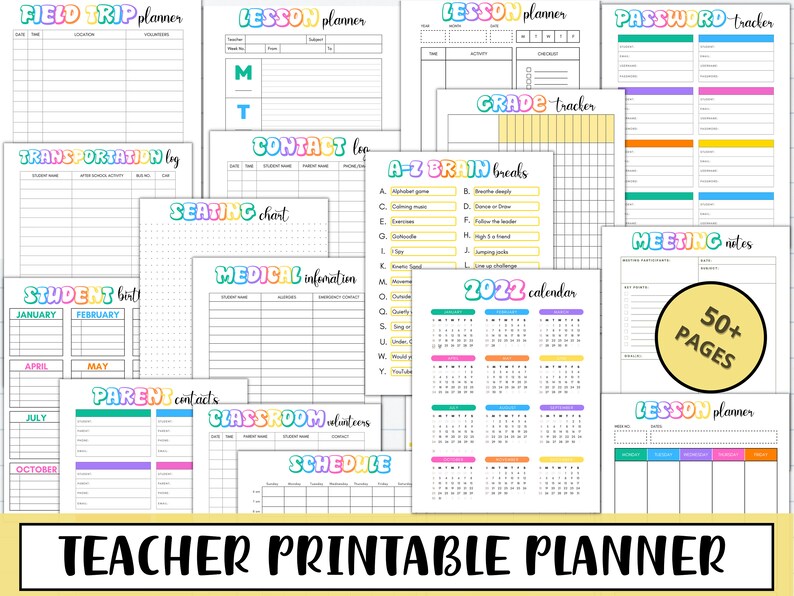 Teacher Planner Printable Lesson Planner 2022-2023 - Etsy