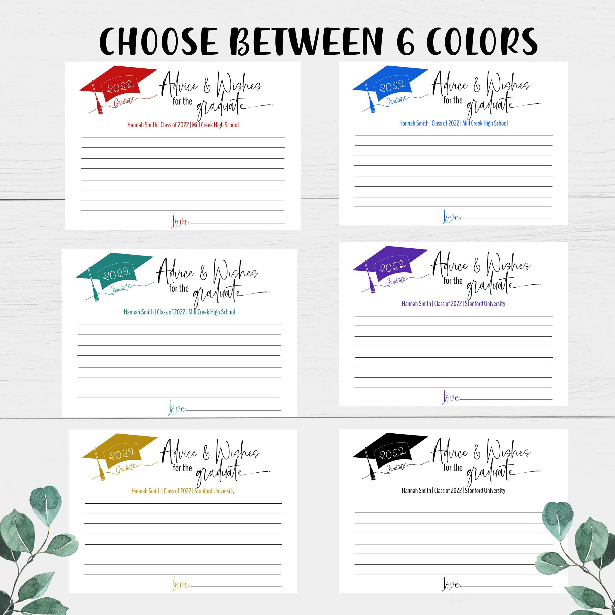 Printable Wishes and Advice for the Graduate Graduation - Etsy